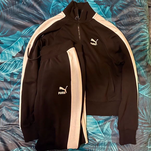 Puma | Jackets & Coats | Puma Jogger Set Black And White | Poshmark